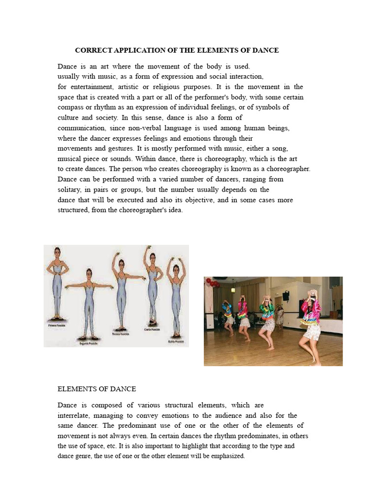 Correct Application of The Elements of Dance | PDF | Dances | Choreography
