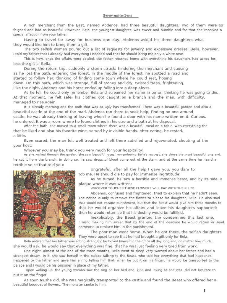 Beauty and the Beast: A Classic Tale | PDF | Folklore | Fairy Tales