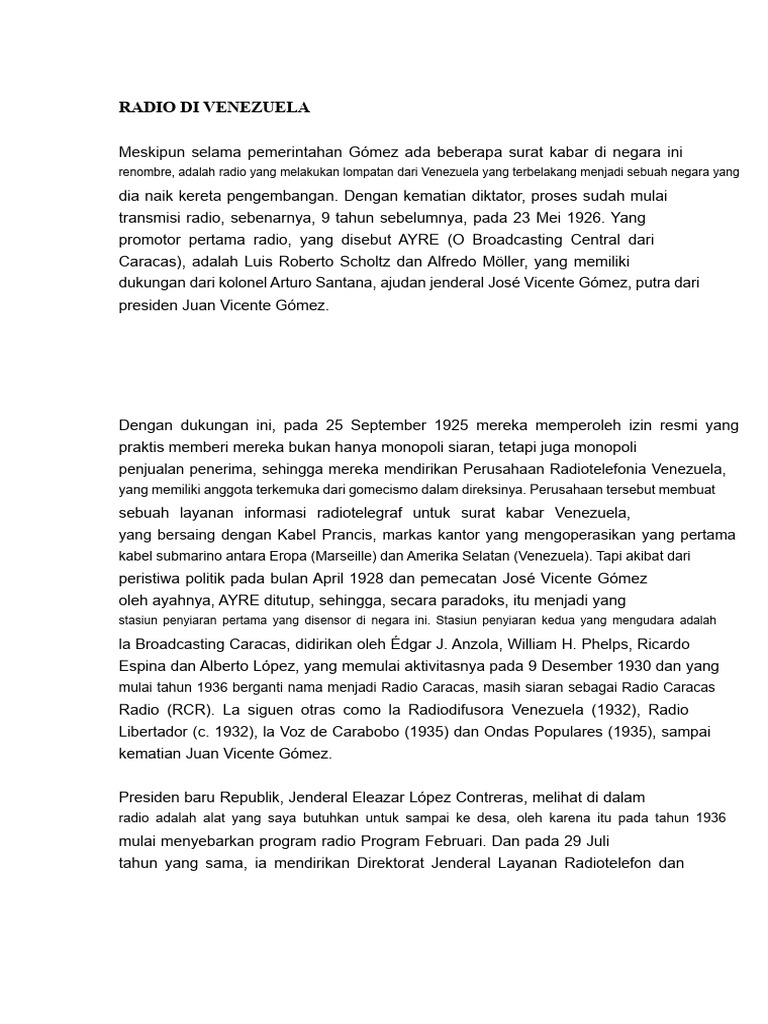 Sejarah Radio dan TV di Venezuela | PDF