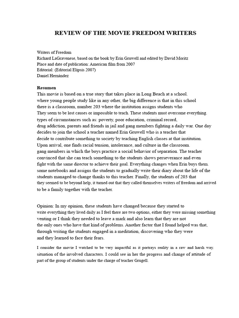 Review of Freedom Writers | PDF