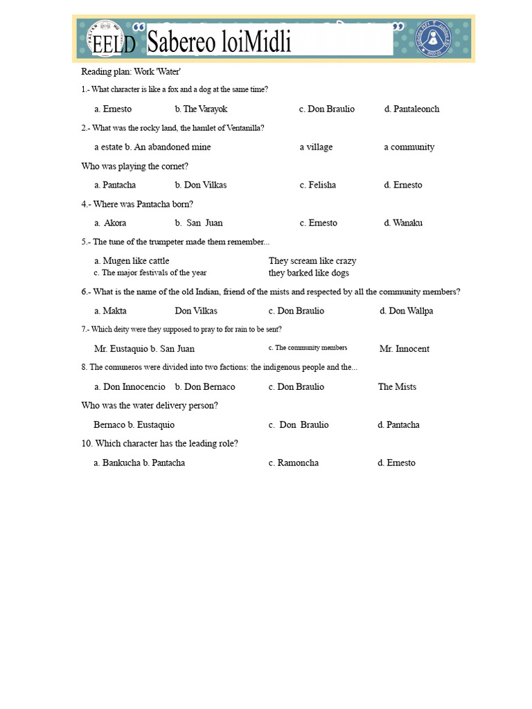 Reading Plan Work Water JMA | PDF