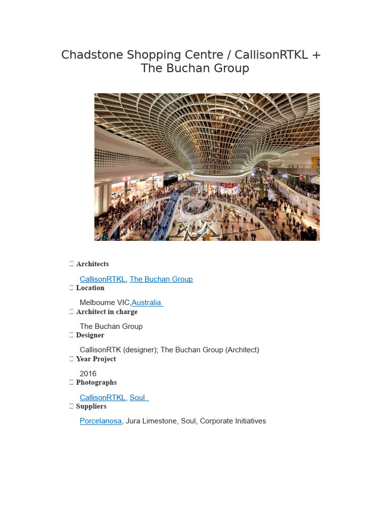 Chadstone Shopping Centre | PDF | Area