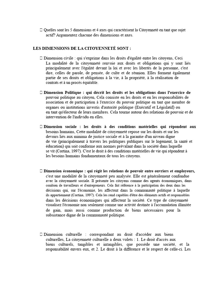Dimensions et axes de la citoyenneté active | PDF | Citoyenneté ...
