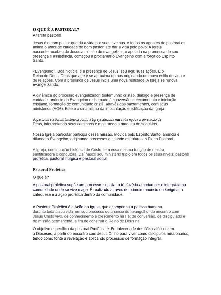 O Que É A Pastoral | PDF | Igreja cristã | Jesus