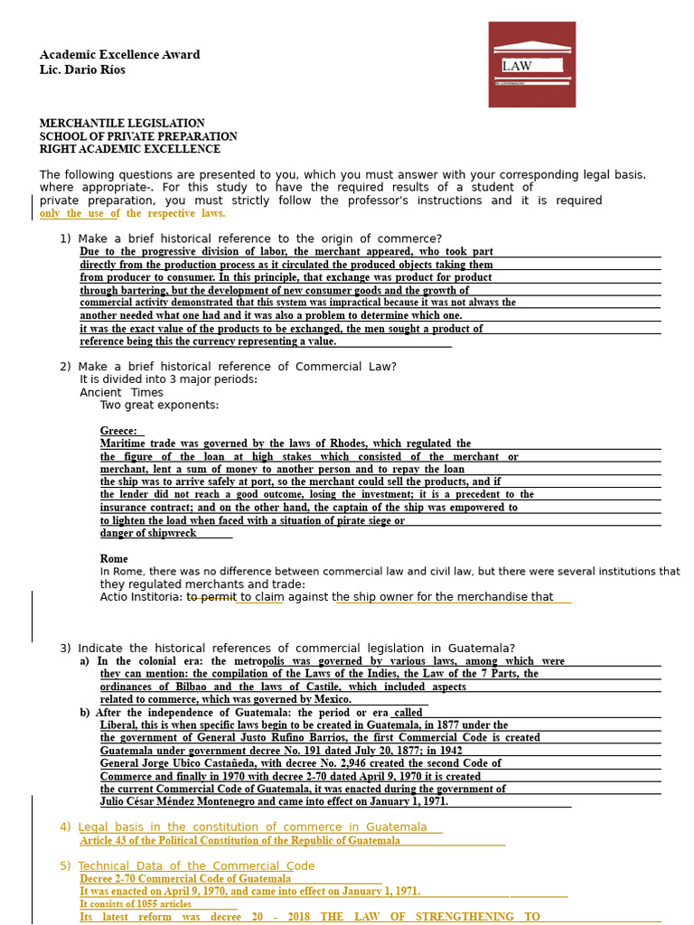 Questionnaire Book I Commercial Code | PDF | Partnership | Corporations