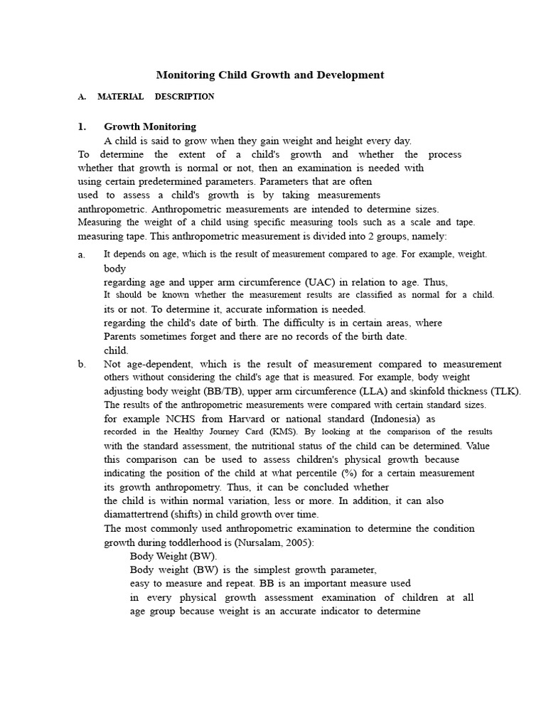 Child Growth Monitoring Techniques | PDF | Medical Specialties