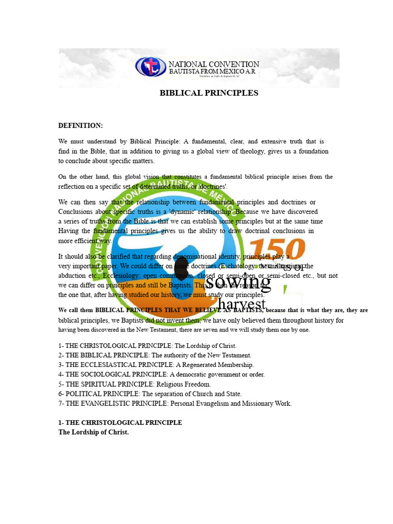 Biblical Principles for Baptist Beliefs | PDF | Christian Church | Baptism