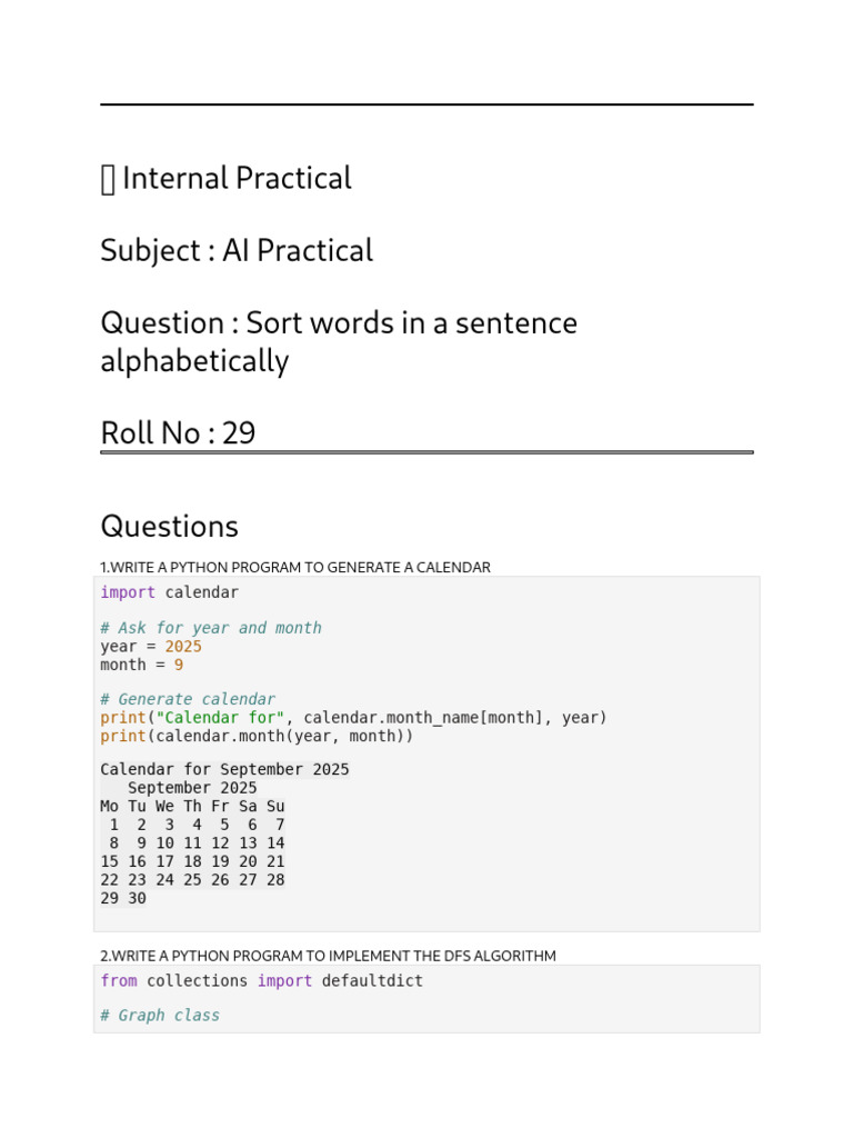 Ai Practical 29 Pdf Computer Programming Theoretical Computer Science