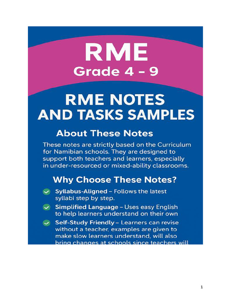 Notes + Tasks Samples RME Grade 4-9 | PDF | Jesus | Abraham