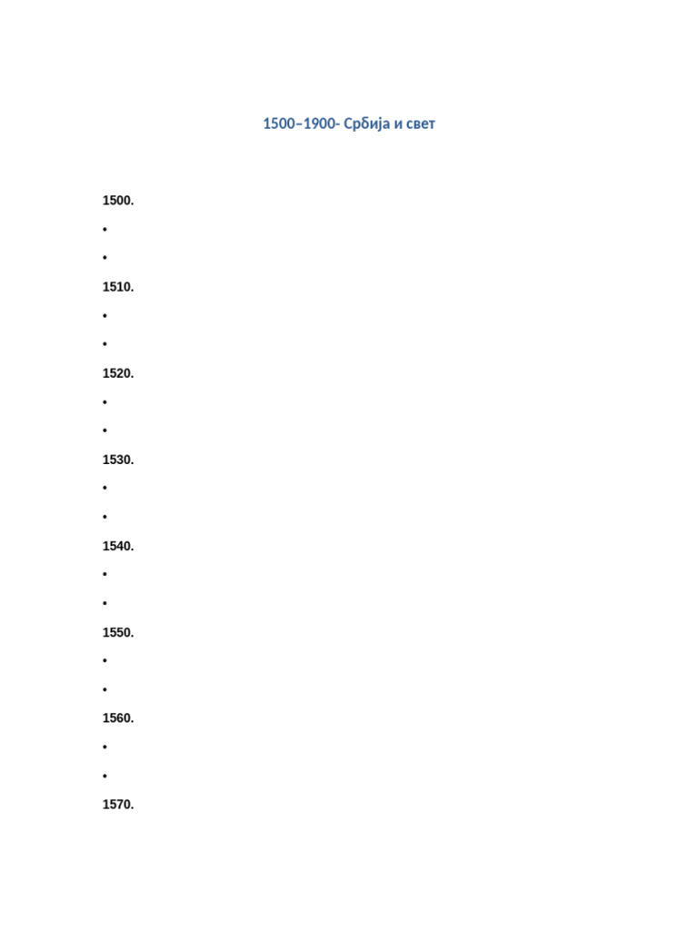 Timeline 1500 To 1900 by Decades | PDF