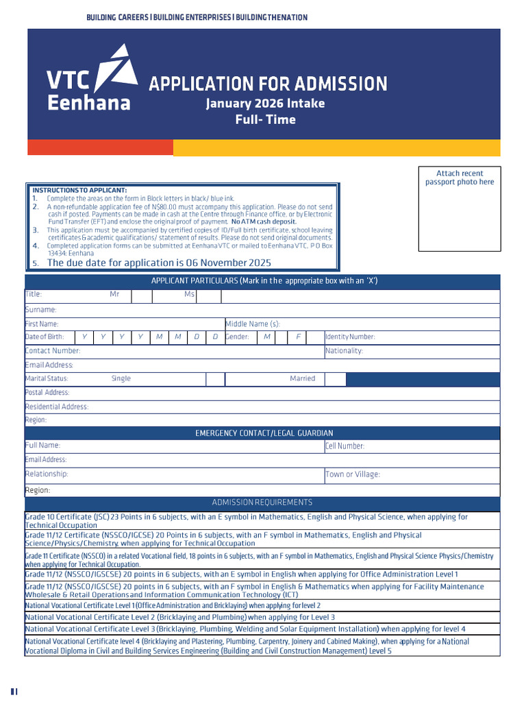 January 2026 Intake Application Guide | PDF