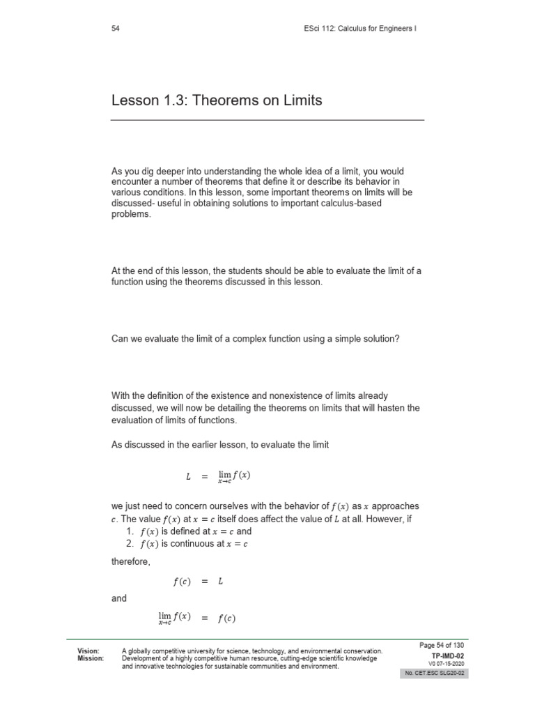 Theorems on Limits in Calculus | PDF | Function (Mathematics) | Mathematics