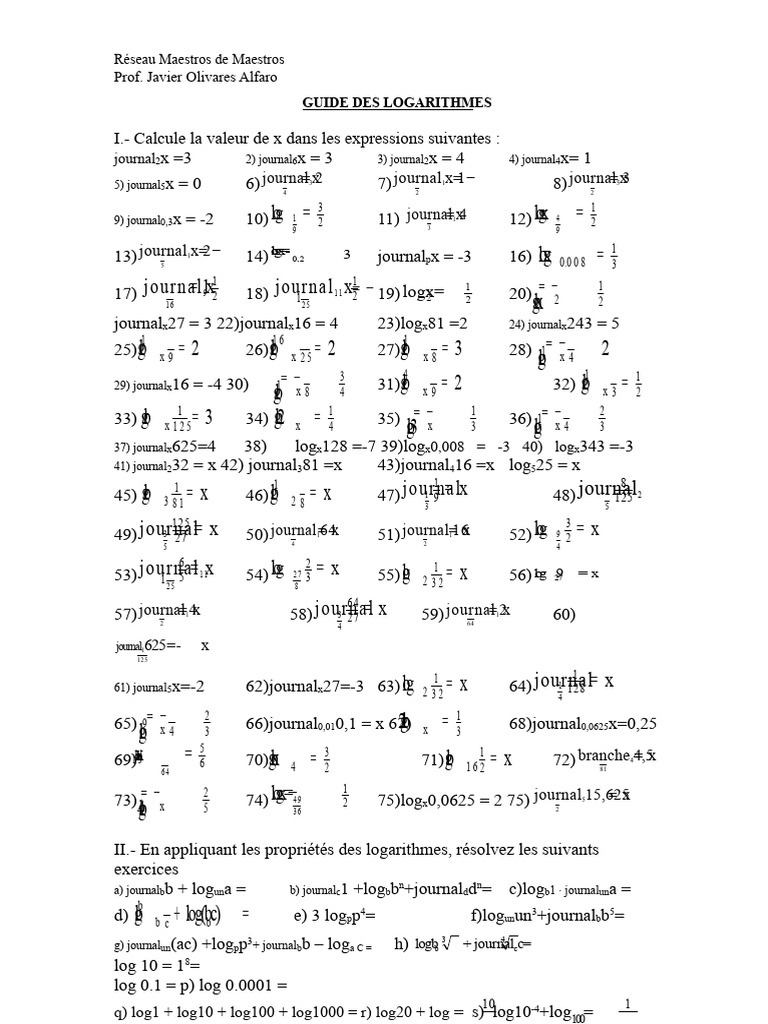 Guide Du Logarithme | PDF | Arithmétique | Mathématiques