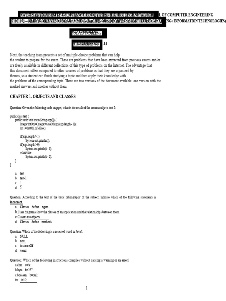 Object-Oriented Programming Exam Prep | PDF | Class (Computer ...