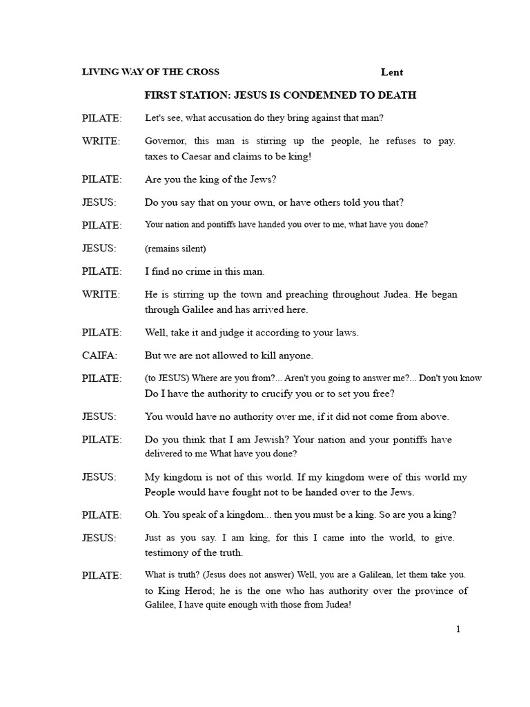 Living Stations of The Cross Script Lent | PDF | Pontius Pilate | Jesus