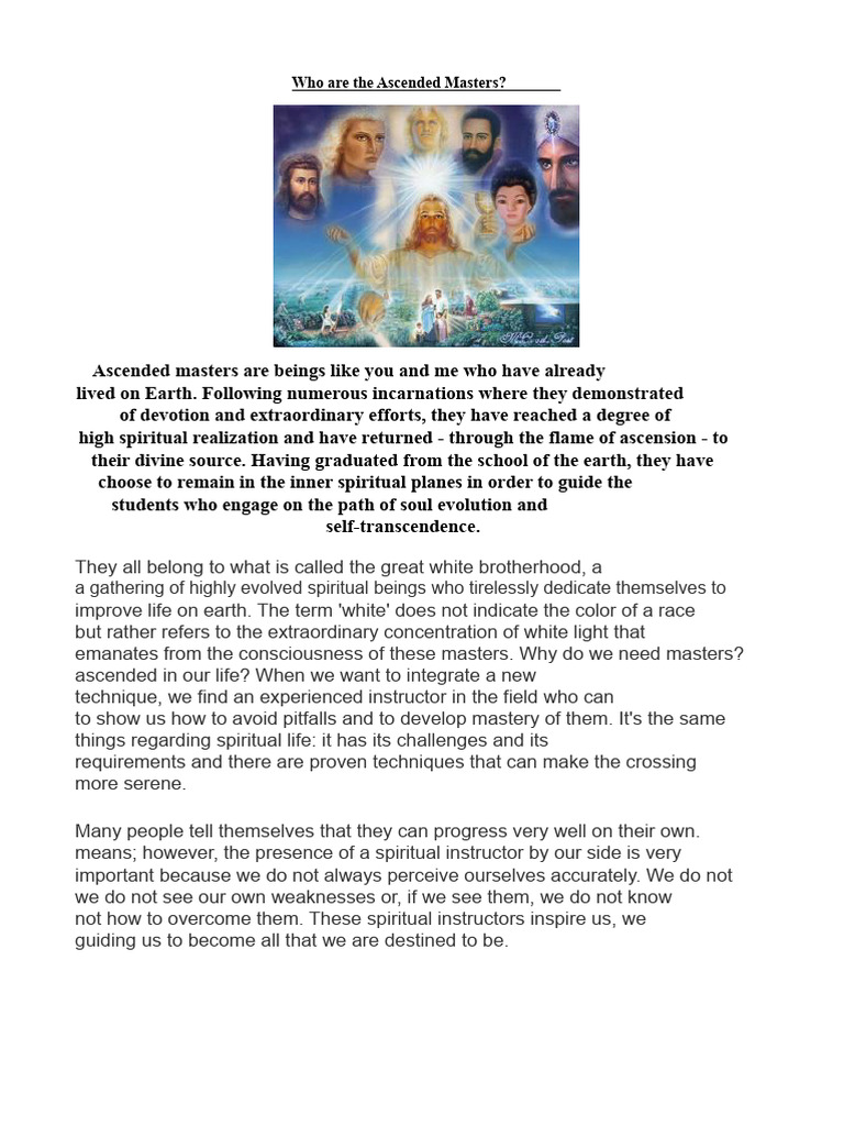 Who Are The Ascended Masters? | PDF | Ascended Master | Divinity
