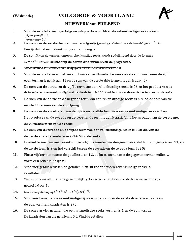 Huiswerk Van de Prilepko-Reeks en - Voortgang | PDF