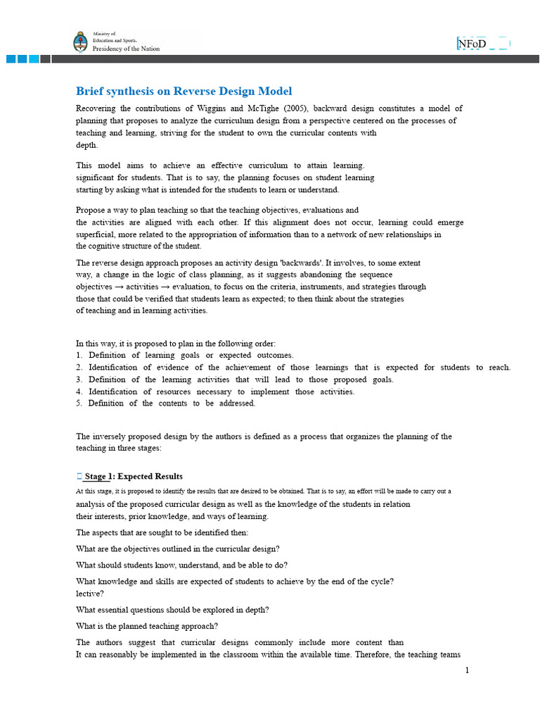 Understanding the Reverse Design Model | PDF | Evaluation | Knowledge