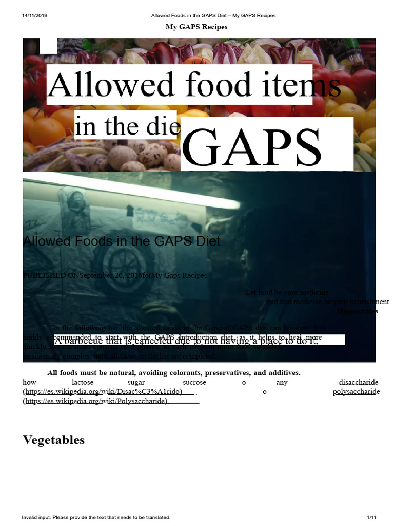 Allowed Foods in The GAPS Diet - My GAPS Recipes | PDF | Yogurt | Foods