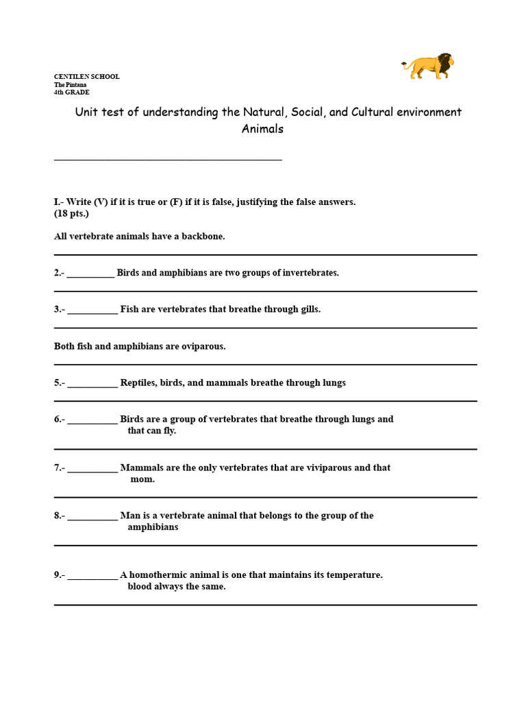 Vertebrates vs. Invertebrates Test | PDF | Vertebrates | Reptile