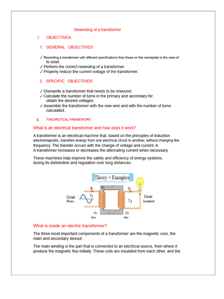 Transformer Rewinding Process Guide | PDF | Transformer ...