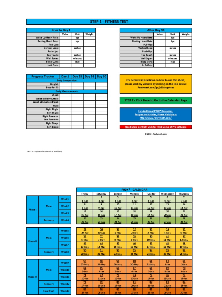 p90x Log Sheet v110 | PDF