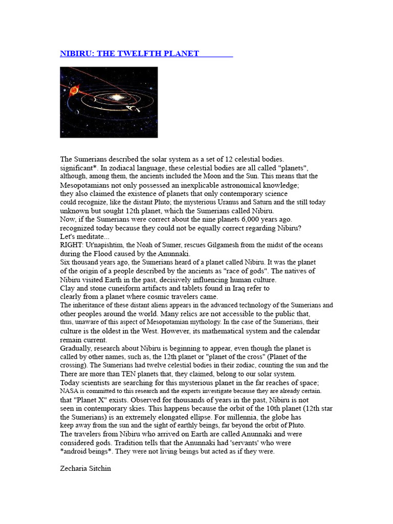 Nibiru: The Twelfth Planet | PDF | Zecharia Sitchin | Planets