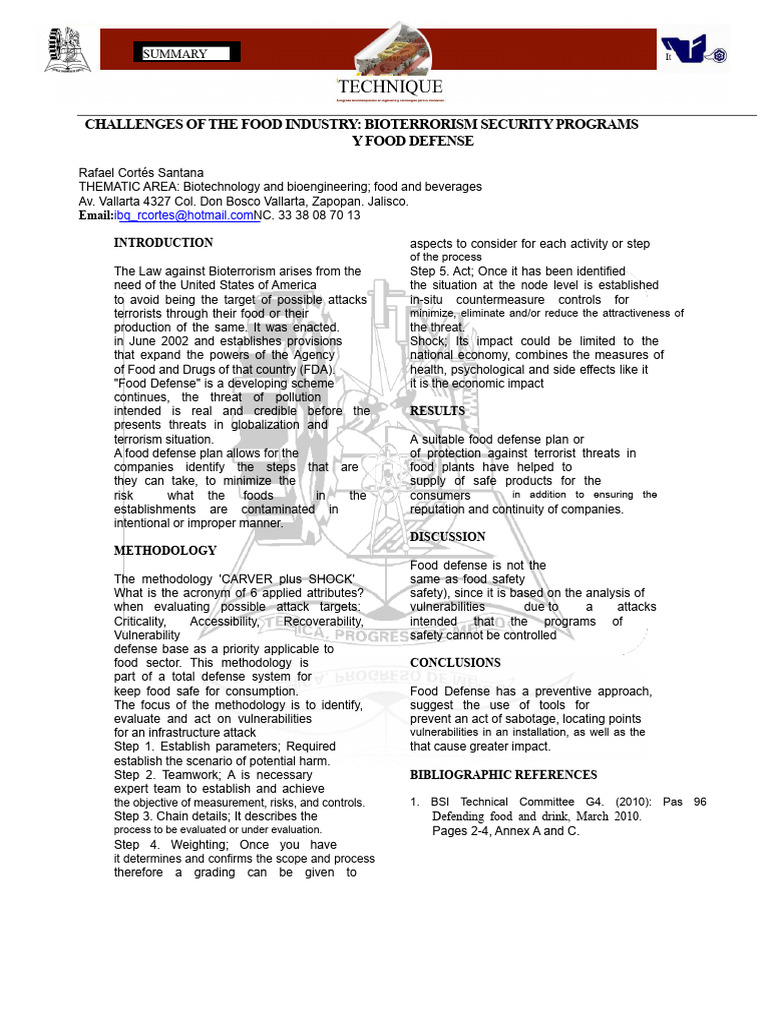 Bioterrorism and Food Defense Strategies | PDF | Bioterrorism