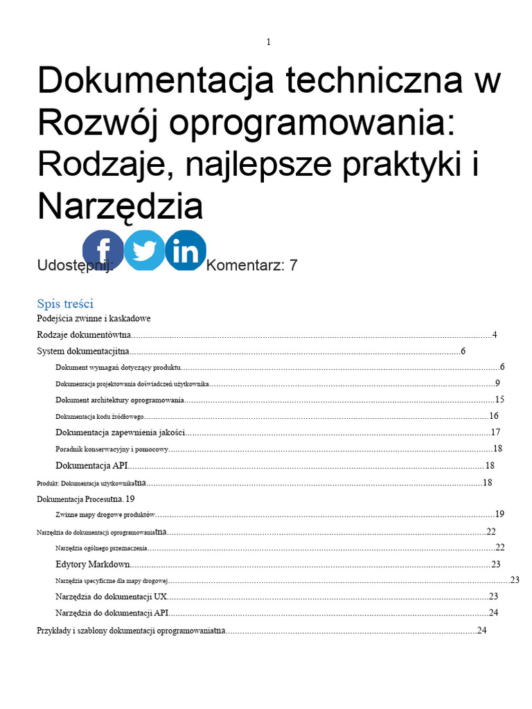 Dokumentacja Techniczna W Rozwoju Oprogramowania | PDF