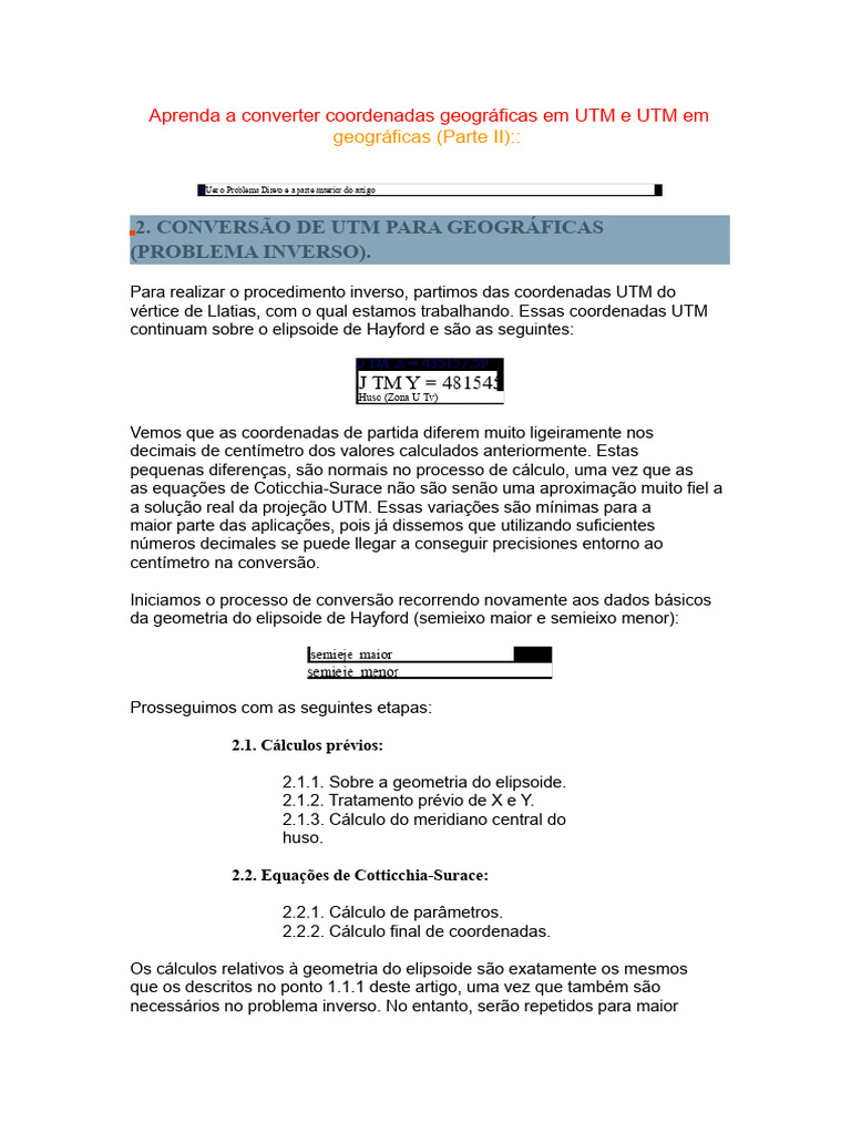 Aprenda A Converter Coordenadas Geográficas em UTM e UTM em Geográficas | PDF | Latitude | Longitude