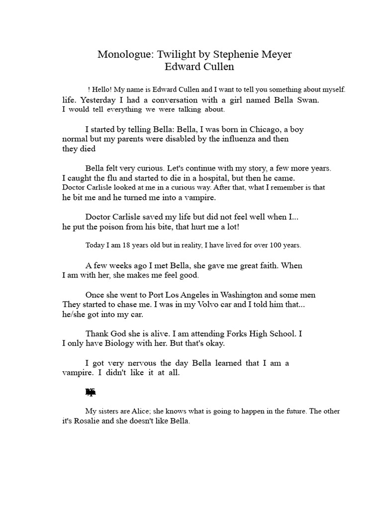 Monologue of Twilight in Spanish. | PDF
