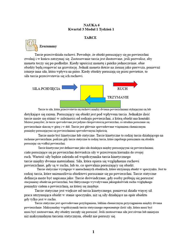 Nauka 6 Kwartal 3 Moduł 1 Tydzień 1 Tarce Zrozummy | PDF