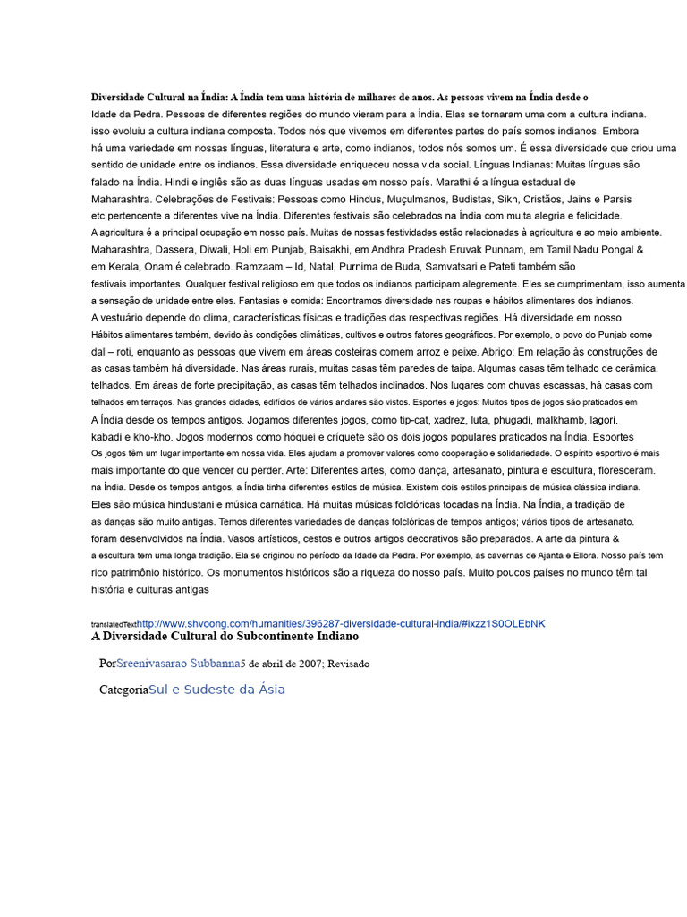 Diversidade Cultural da Índia: Uma Análise | PDF | Nação | Estado