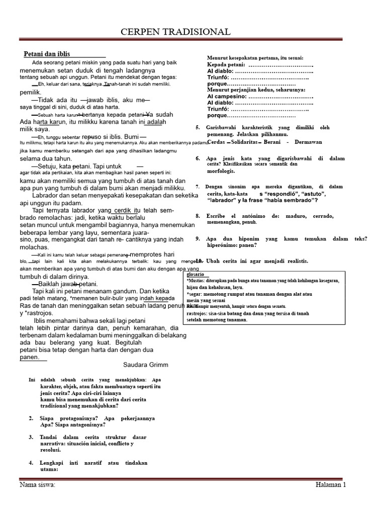 Cerpen Tradisional y Realis | PDF
