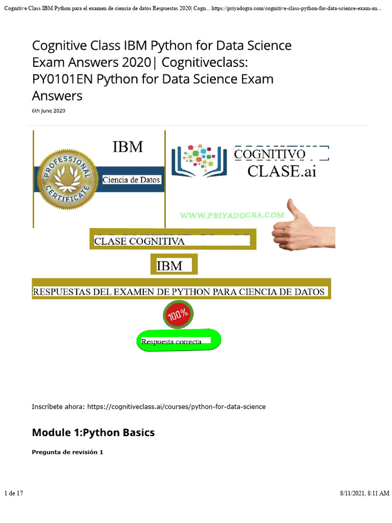 Inscríbete Ahora: Https://cognitiveclass - Ai/courses/python-For-Data-Science | PDF | Python ...