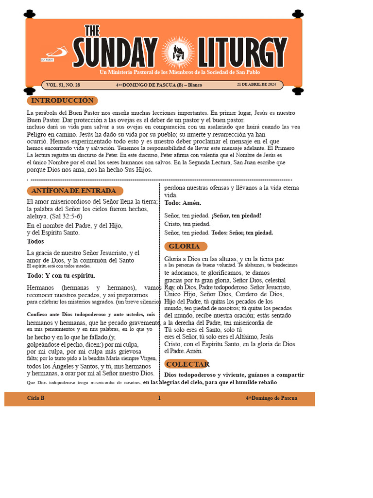 Liturgia Del Domingo 21 04 2024 Pdf Cristo Título Jesús