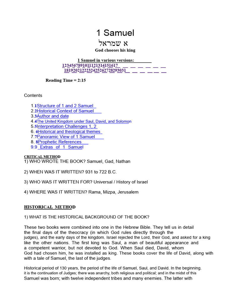 God Chooses Israel's First King | PDF | Books Of Samuel | David