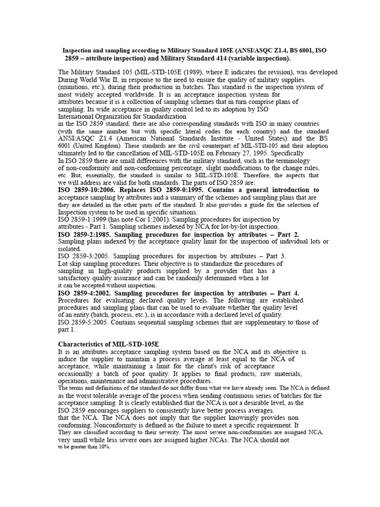 Mil STD 105e | PDF | Sampling (Statistics)