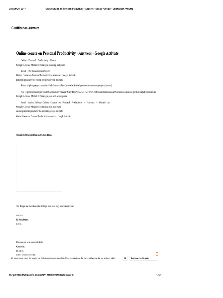 Personal Productivity Course Answers | PDF | Educational Technology ...