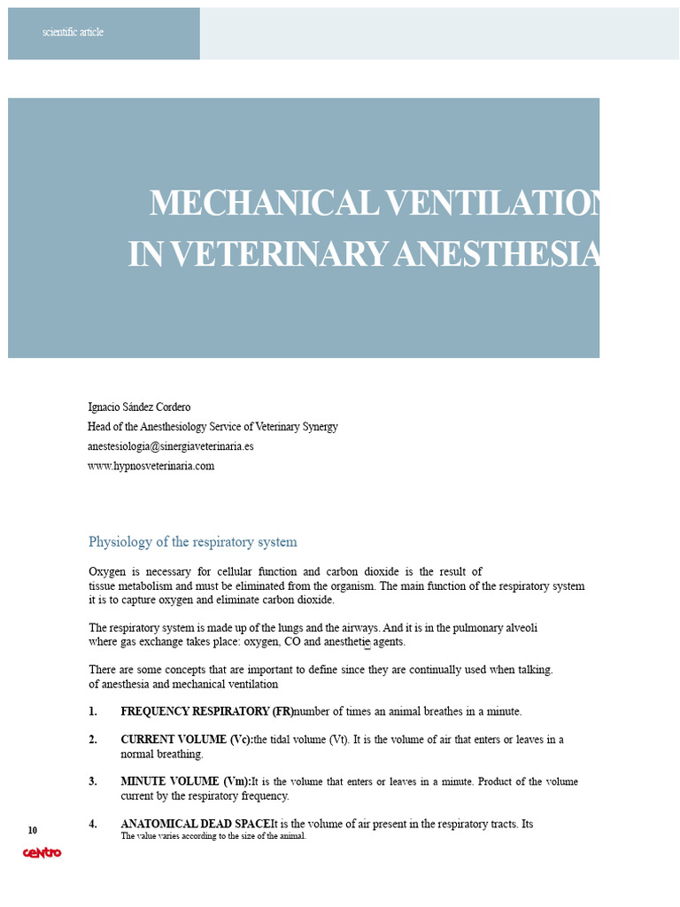 Veterinary Mechanical Ventilation Guide | PDF | Respiratory System | Lung