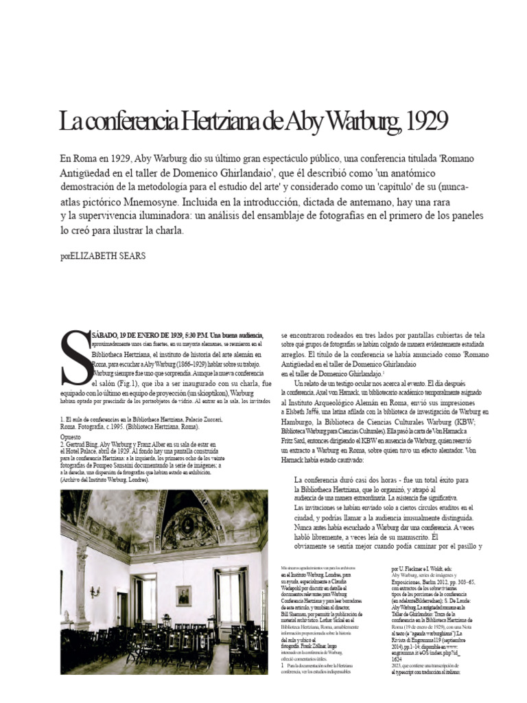 Elizabeth Sears - Conferencia Hertziana de Warburg | PDF | Historia del ...