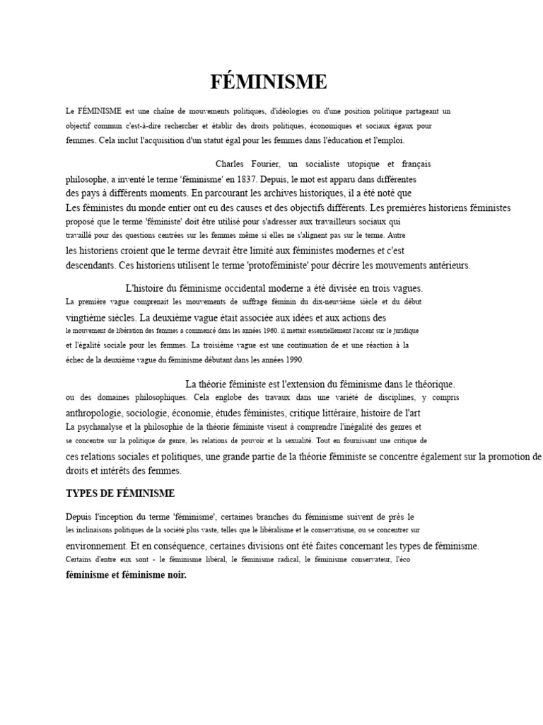 Histoire et types de féminisme | PDF | Féminisme | Études des genres