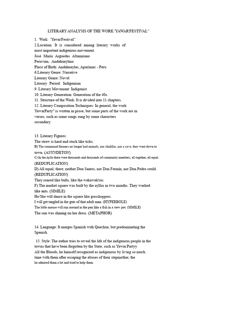 Literary Analysis of The Work | PDF