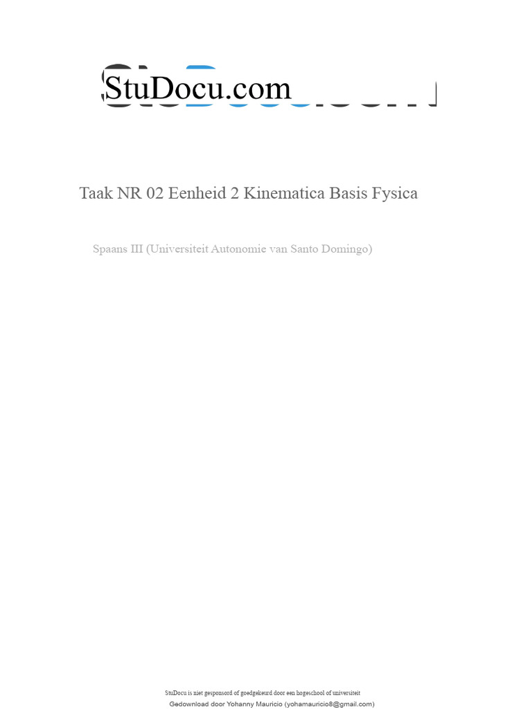 Taak No 02 Eenheid 2 Cinematica Basisfysica | PDF