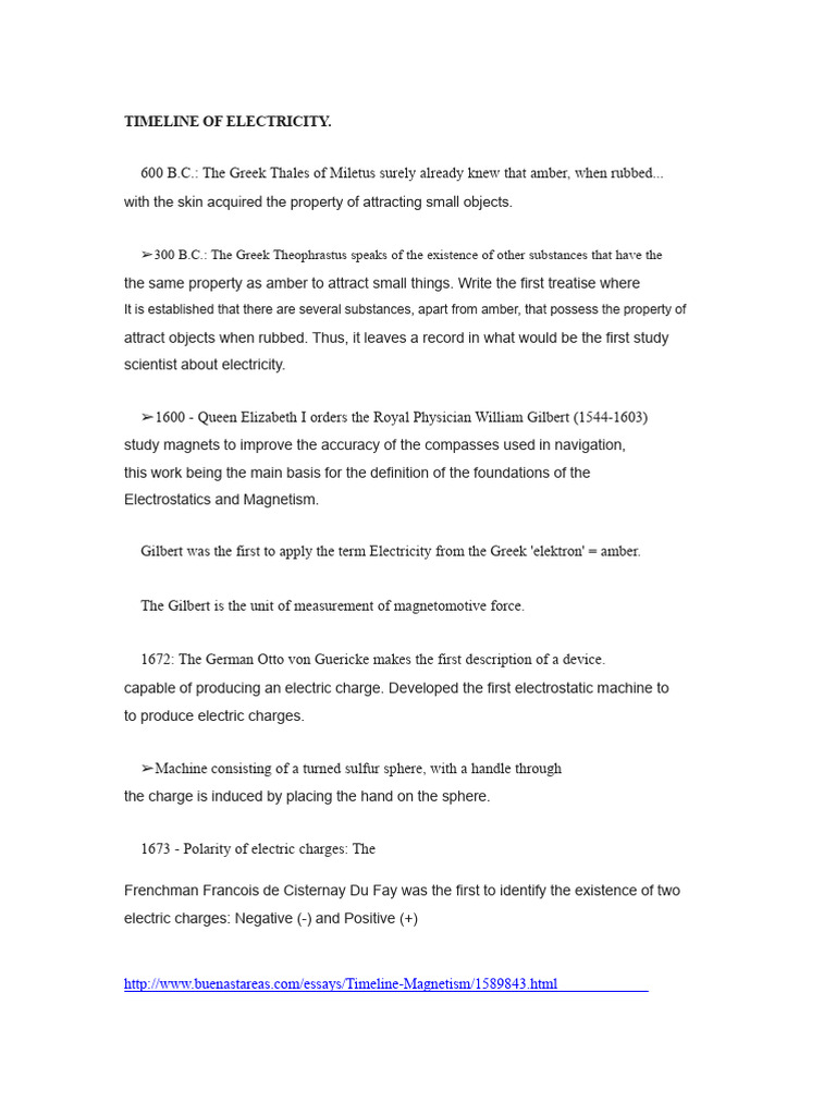 Timeline of Electricity and Magnetism | PDF | Electricity | Magnetism
