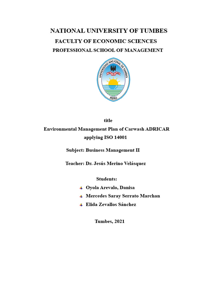 Environmental Management Plan for ADRICAR | PDF | Sewage Treatment | Water