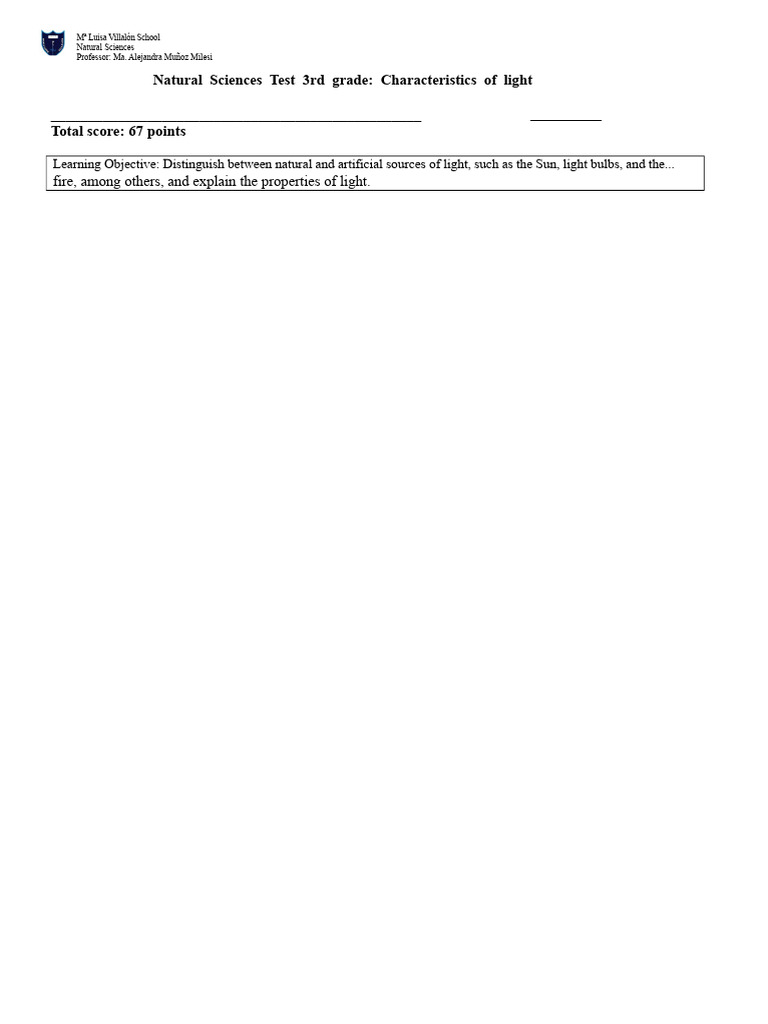 Identifying Artificial Light Sources | PDF | Light | Shadow