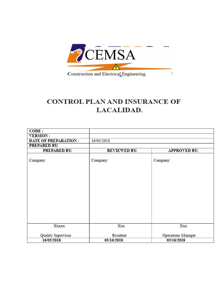 Quality Control Plan | PDF | Quality Assurance | Specification (Technical Standard)