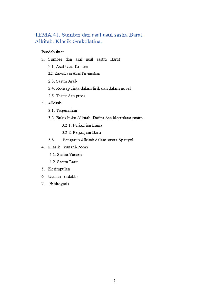 Tema 41. Sumber Dan Asal-Usul Sastra Barat. Alkitab. Klasik Greko ...