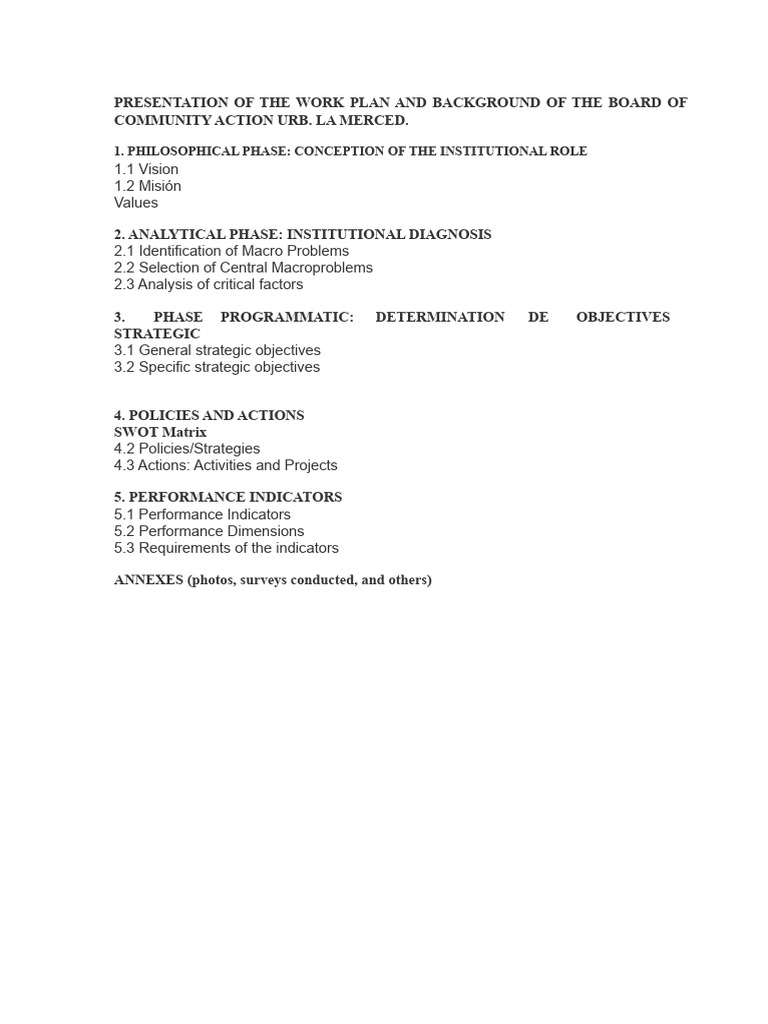 Presentation of The Work Plan and Background of The Community Action ...